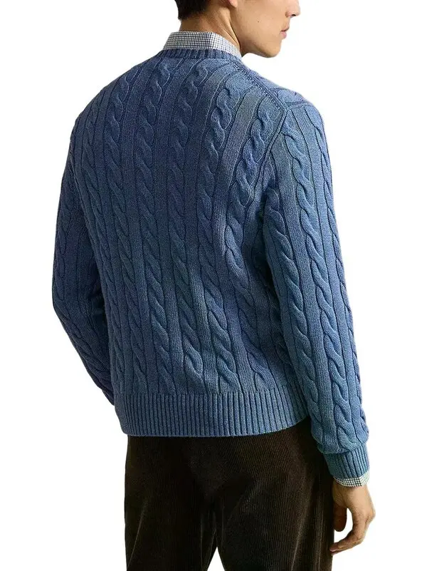 Polo Ralph Lauren Cable-knit Embroidered-logo Sweater - Blue