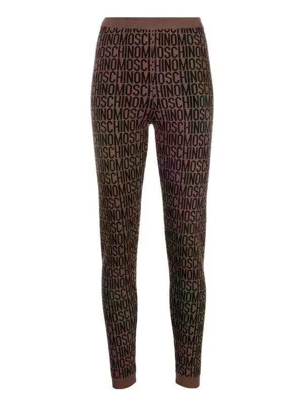 Moschino Logo-jacquard Leggings - Brown