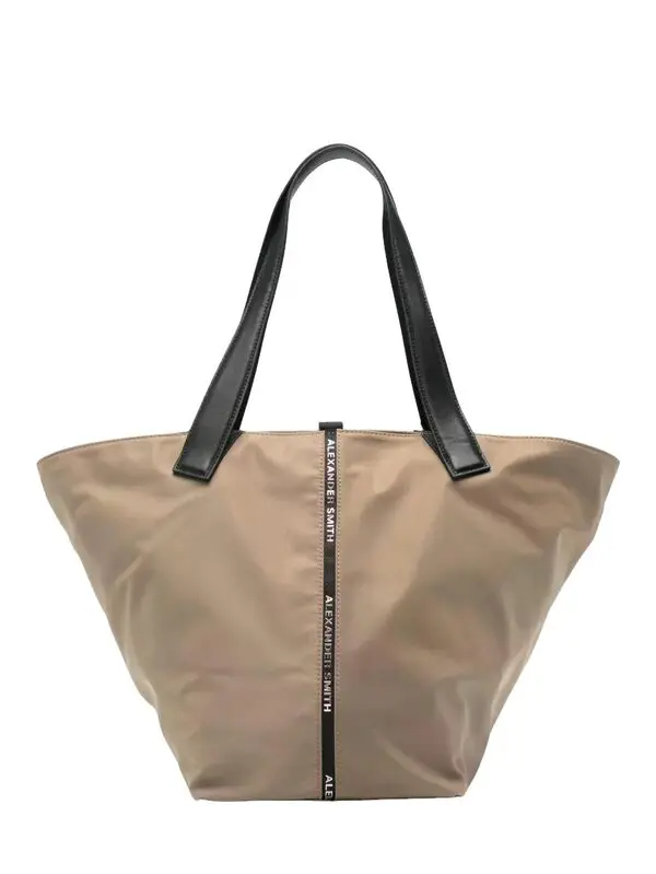 ALEXANDER SMITH Large Lauren Logo-tape Leather Tote Bag - Brown