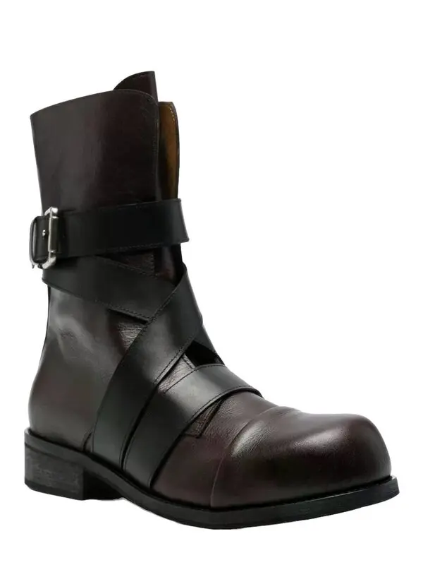 EGONLAB Buckled Leather Boots - Brown