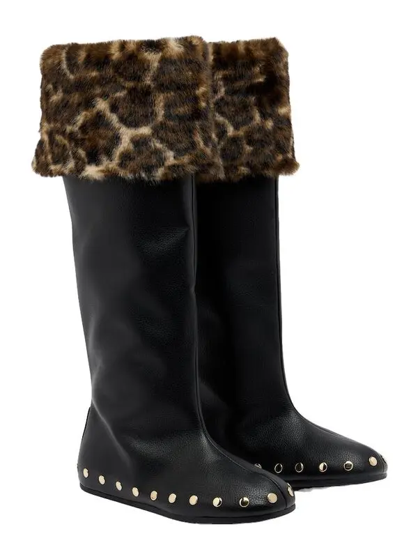 GANNI Jenny Studded Knee-high Boots - Black