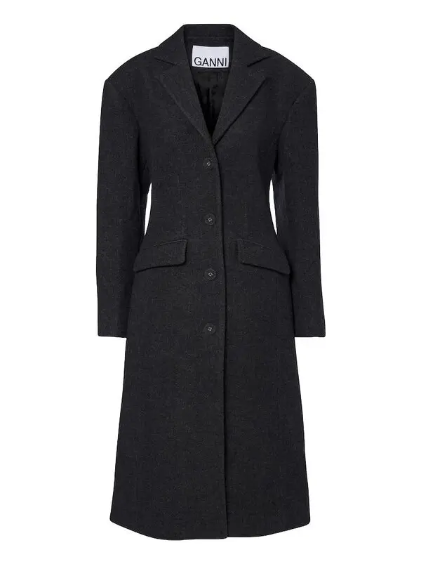 GANNI Wool And Cashmere-blend Coat - Grey