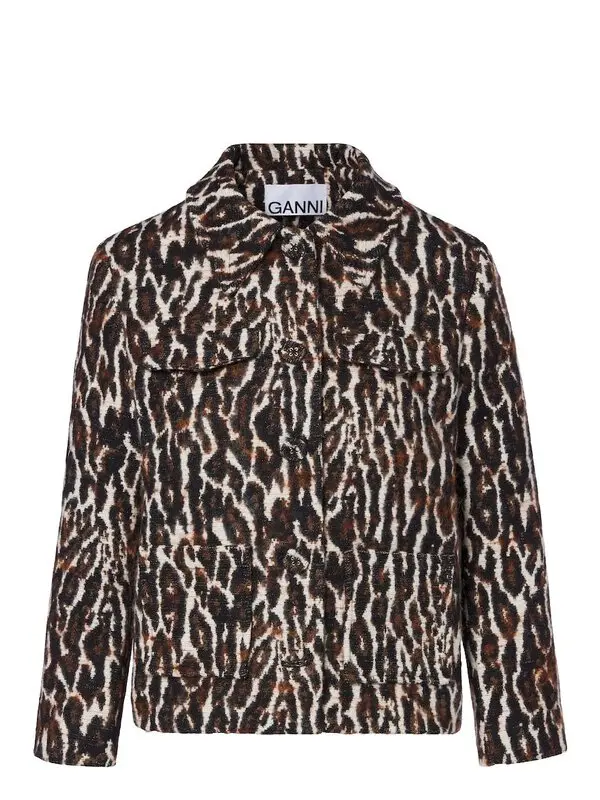 GANNI Leopard-print Jacquard Jacket - Multicoloured