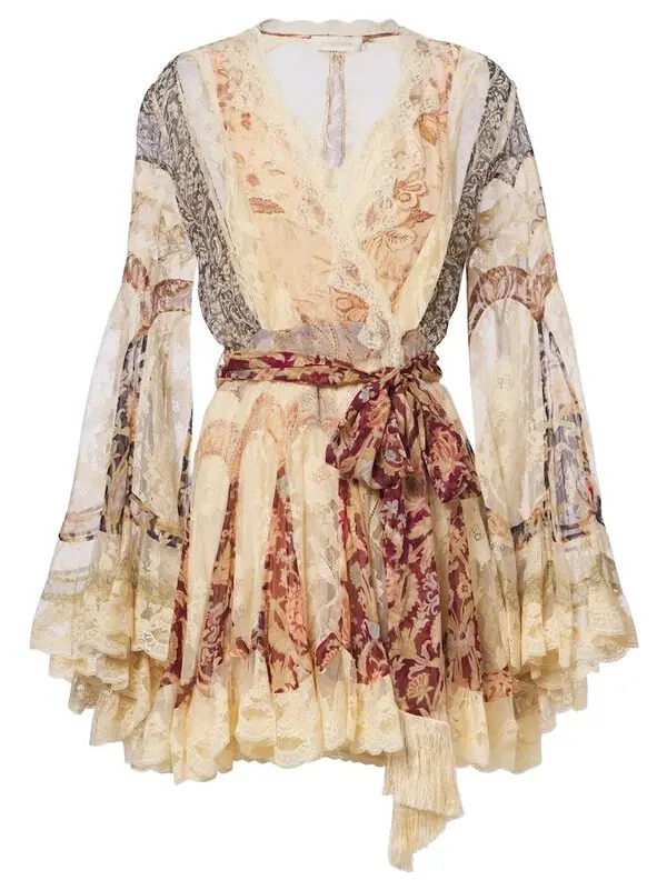 Zimmermann Valiant Floral Lace-trimmed Wrap Dress - Multicoloured