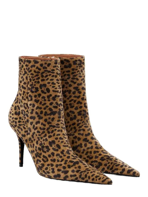 Amina Muaddi Barbara Leopard-print Suede Ankle Boots - Brown