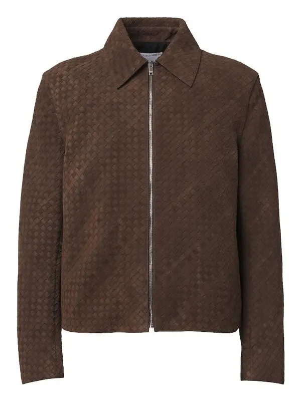 Bottega Veneta Intrecciato Suede Jacket - Brown