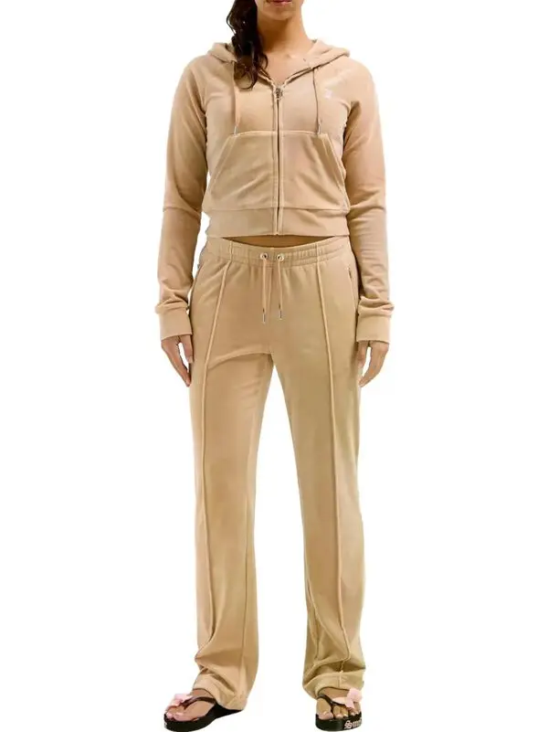 Juicy Couture Diamanté Velour Zip-up Hoodie - Neutrals