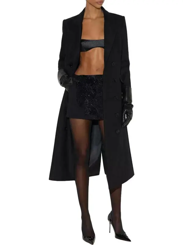 Elisabetta Franchi Double-layer Crêpe Miniskirt With Crystals - Black