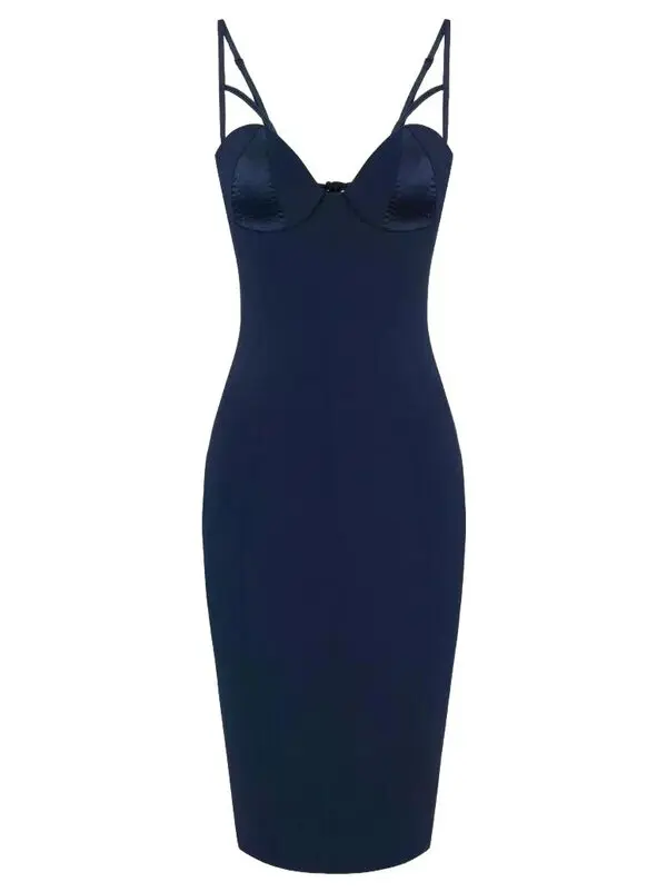Elisabetta Franchi Dress In Lightweight Crêpe And Satin Fabrics - Blue