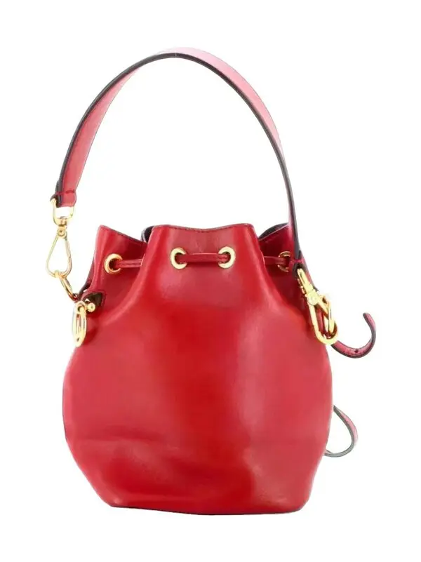 Fendi Monster Mon Tresor Leather Mini Bucket Bag - Red