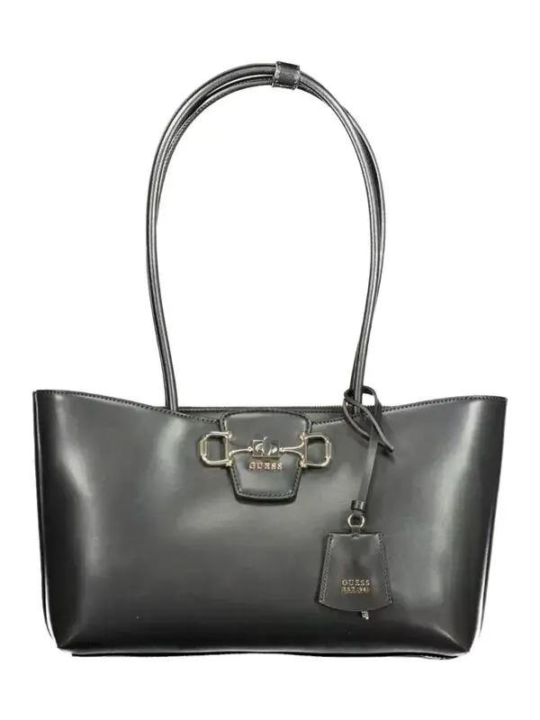 Guess Horsebit Logo-plaque Shoulder Bag - Black