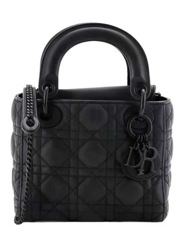Dior Ultra Matte Lady Chain Bag Cannage Quilt Calfskin Mini Shoulder Bag - Black