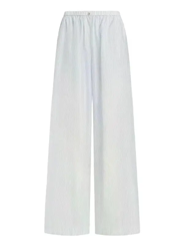 12 STOREEZ Elasticated-waist Striped Cotton Trousers - Blue