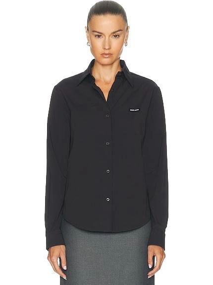 Miu Miu Popeline Stretch Washed Shirt - Nero