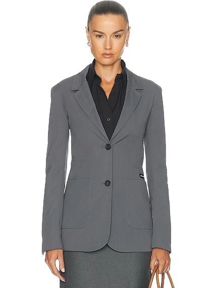 Miu Miu Popeline Stretch Washed Blazer - Ferro