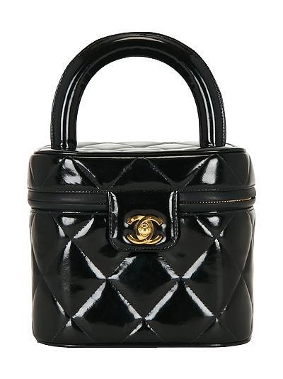 Chanel Patent Vintage Vanity Case - Black