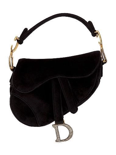 Dior Velvet Mini Saddle Bag - Black