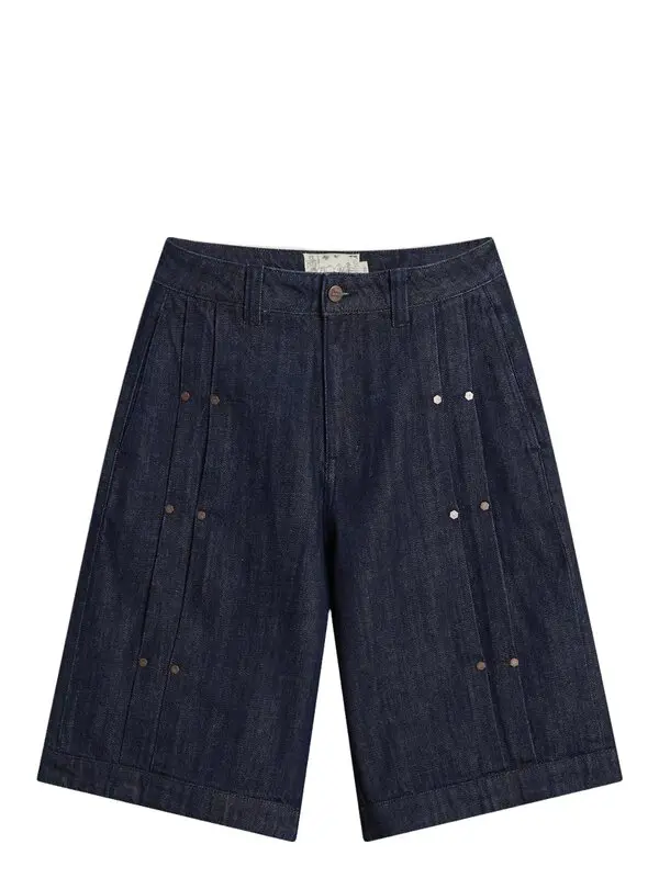 DIME Pleated Baggy Denim Short - Indigo