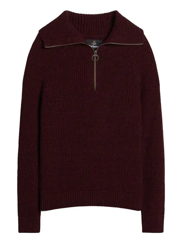 Barbour Riggbay Knitted Half Zip Jumper - Chestnut