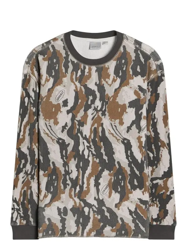 Gramicci Waffle Crew Long Sleeve Top - Bark Camo