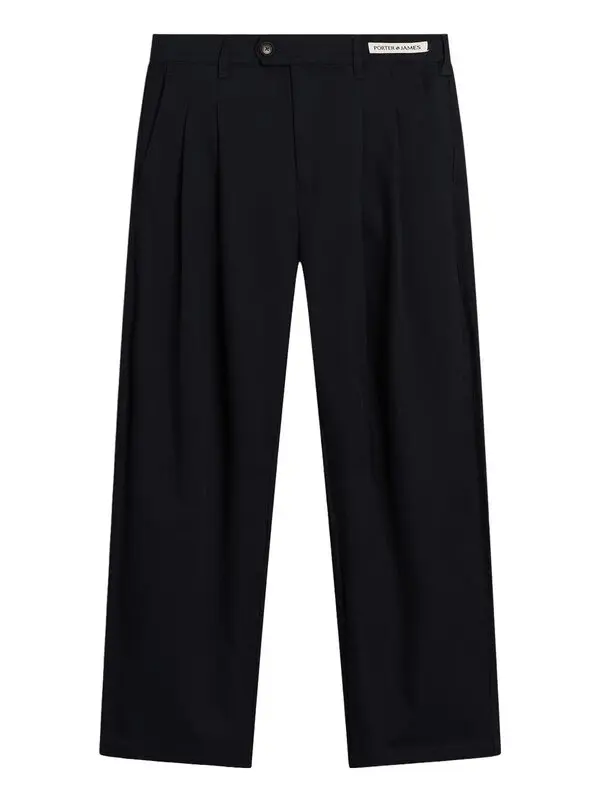 PORTER JAMES Dart-knee Pleated Trousers - Navy
