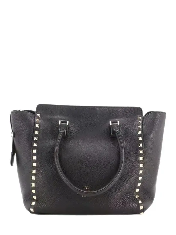 Valentino Garavani Rockstud Rigid Leather Medium Tote Bag - Black