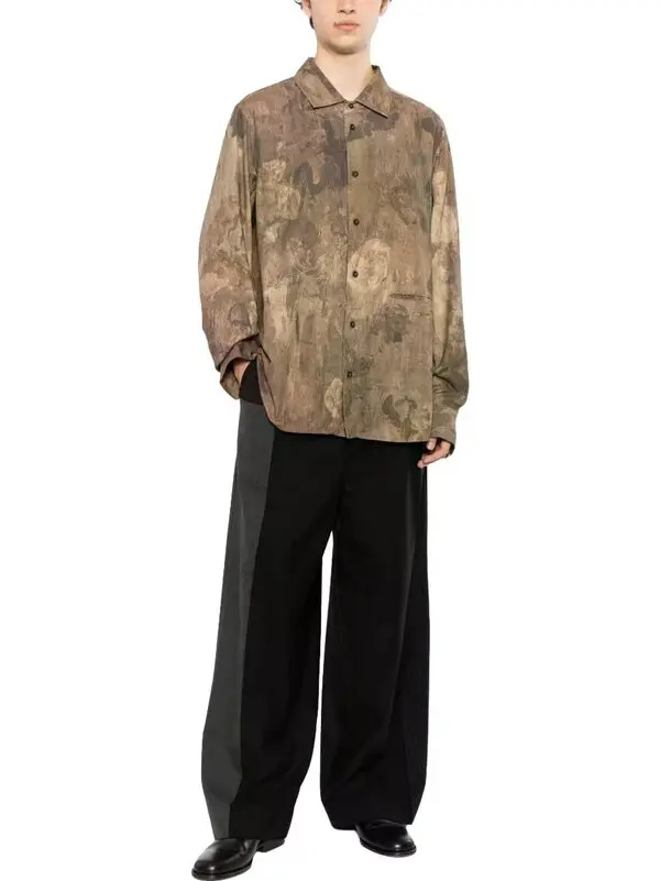 ZIGGY CHEN Graphic-print Cotton Shirt - Brown