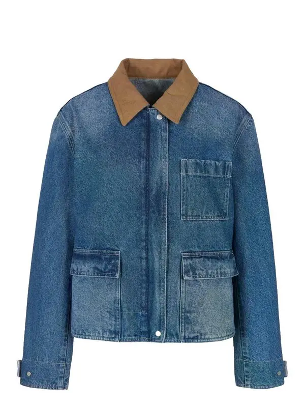 LESS Contrast-collar Relaxed-fit Denim Jacket - Blue