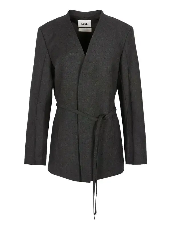 LESS Belted Collar Coat - Grey