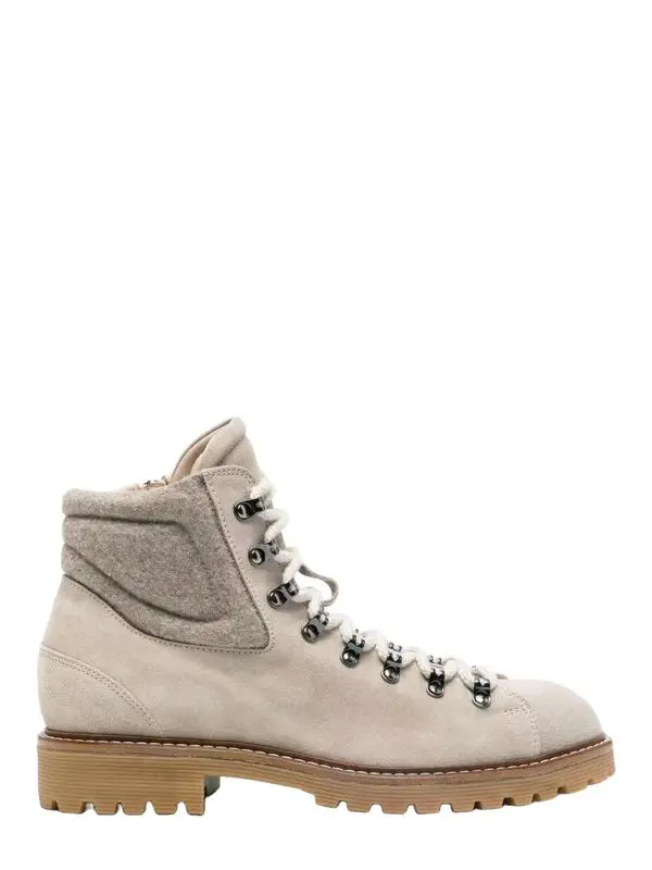 Eleventy Suede Panelled Ankle Boots - Neutrals