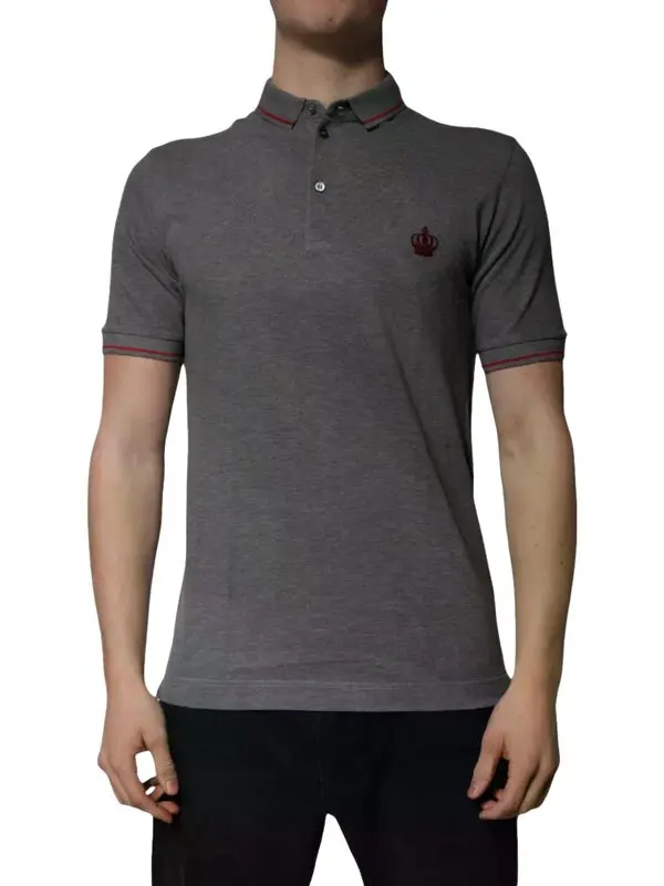 Dolce & Gabbana Crown-embroidered Polo Shirt - Grey
