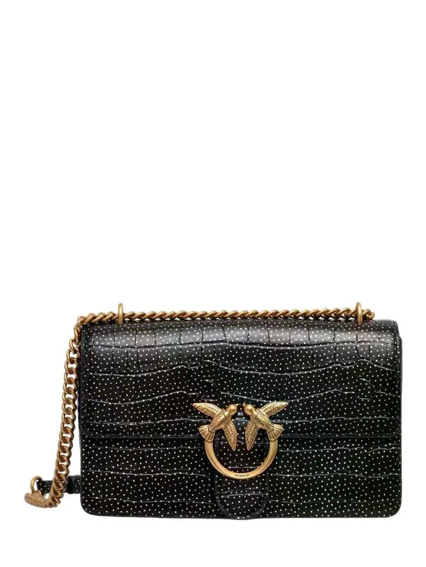 Pinko Love Birds Croc-effect Shoulder Bag - Black