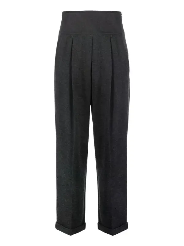 Brunello Cucinelli Pleated Cashmere-blend Trousers - Grey