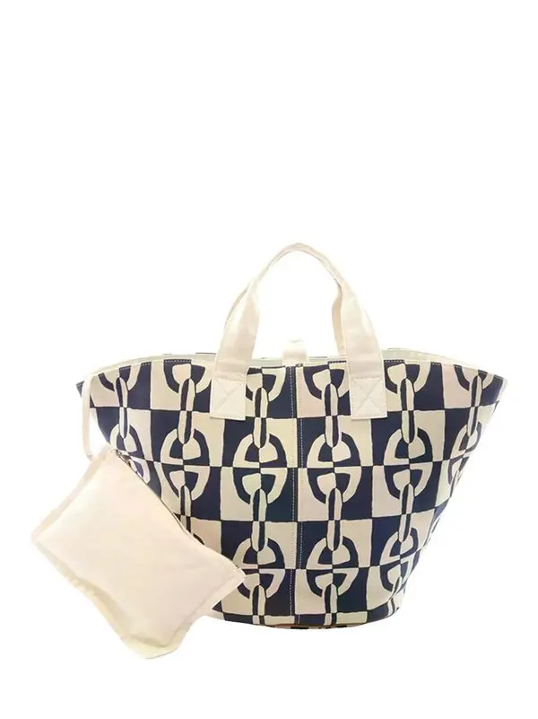 Hermès 2010-2016 Canvas Chain D Ancre Beach Tote Bag - Blue