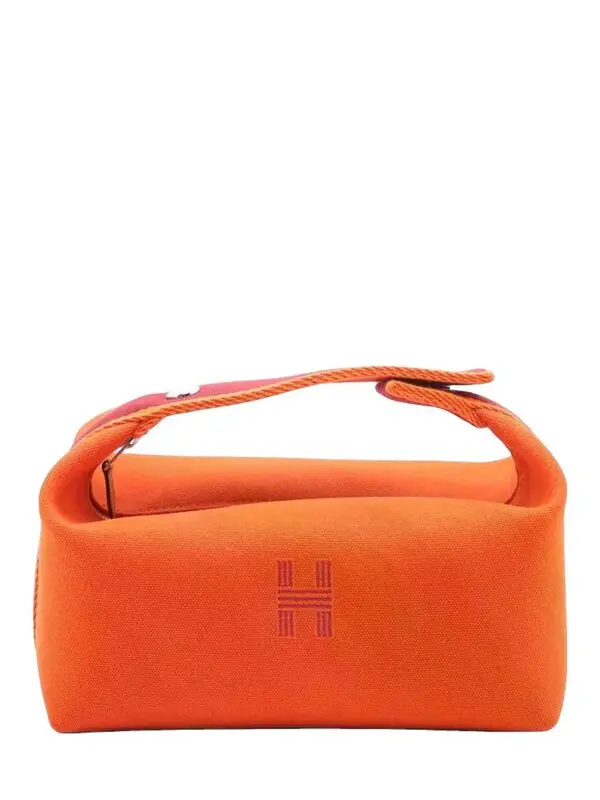 Hermès 1990-2010 Small Toile Bride A Brac Case Vanity Bag - Orange
