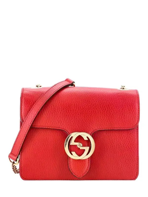 Gucci Interlocking Leather Small Shoulder Bag - Red