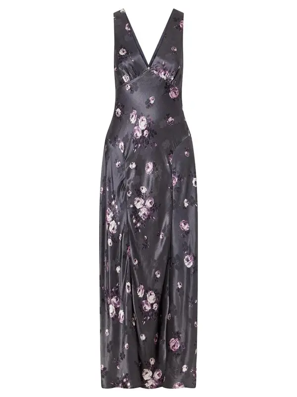 Anna Sui Floral-print Satin Maxi Dress - Multi
