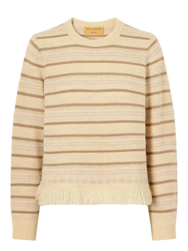Guest In Residence Western Fringe-detail Striped Wool And Cashmere-blend Sweater - Multi