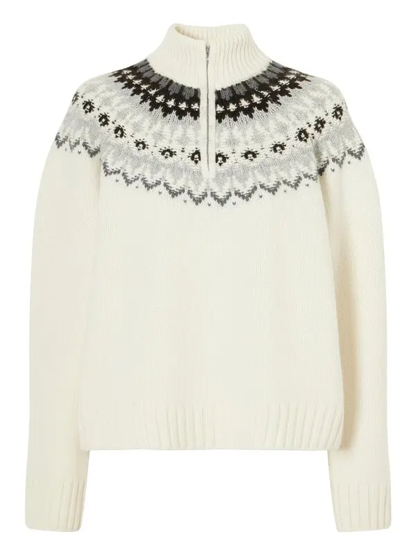 Arch4 Saint Gervais Fair Isle Cashmere Half-zip Sweater - Neutrals