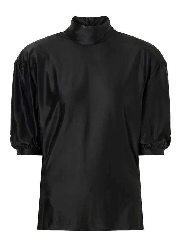 Rabanne Stretch-satin Turtleneck Blouse - Black