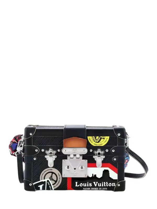 LOUIS VUITTON Petite Malle Handbag Limited Edition World Tour Epi Leather Crossbody Bag - Black