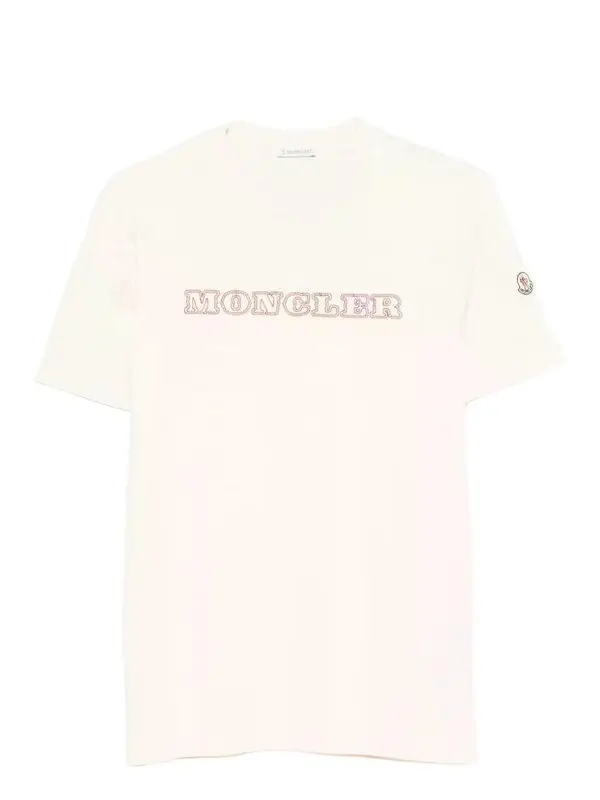 Moncler Logo-embroidered T-shirt - Neutrals
