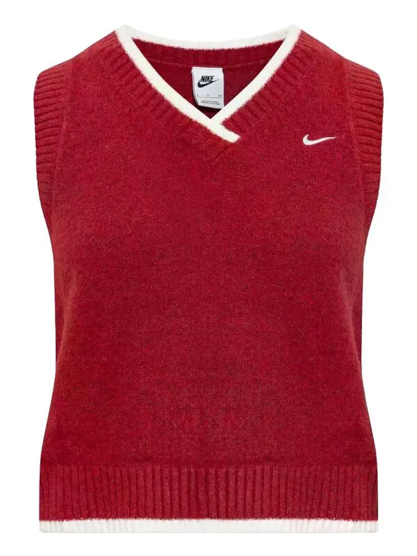 Nike Logo-embroidered V-neck Vest - Red