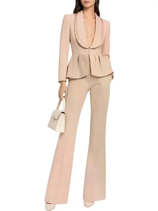 Elisabetta Franchi Satin-trim Peplum Jacket - Neutrals