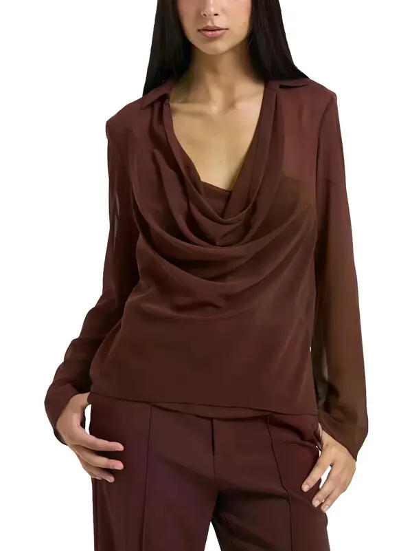 Patrizia Pepe Cowl-neck Long-sleeves Blouse - Red