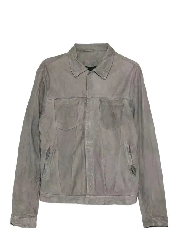 GIORGIO BRATO Washed Leather Jacket - Grey