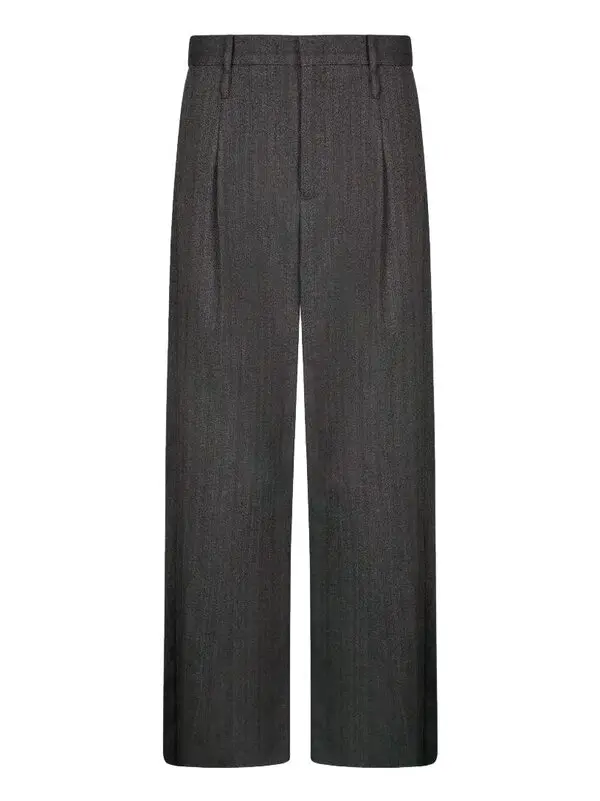 Emporio Armani Pinstripe-pattern Pleated Trousers - Grey