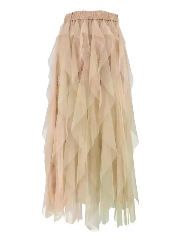 Ermanno Scervino Ruffled-tulle Asymmetric Skirt - Neutrals