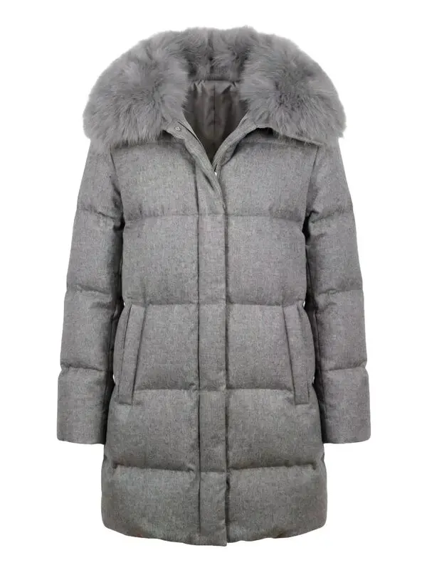 Herno Fur-trim Quilted Jacket - Grey