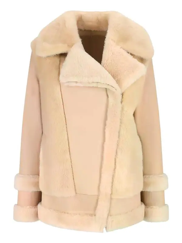 BLANCHA Panelled Shearling Jacket - Neutrals